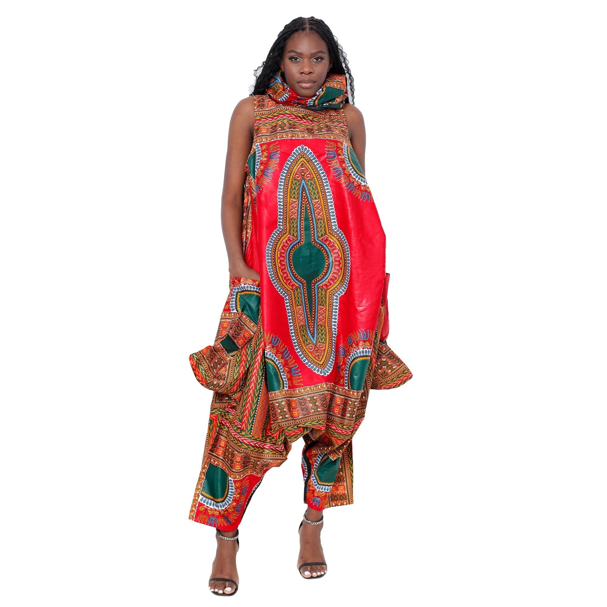 Women's Dashiki Collared Tunic Pant Set - African Stars – African-Stars
