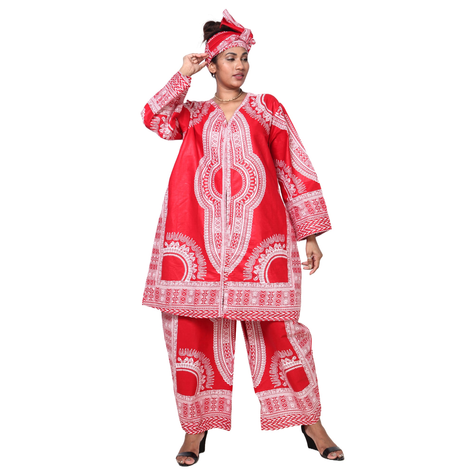 Women's Dashiki Tunic Top and Matching Pants Set -- FI-4049 – African-Stars