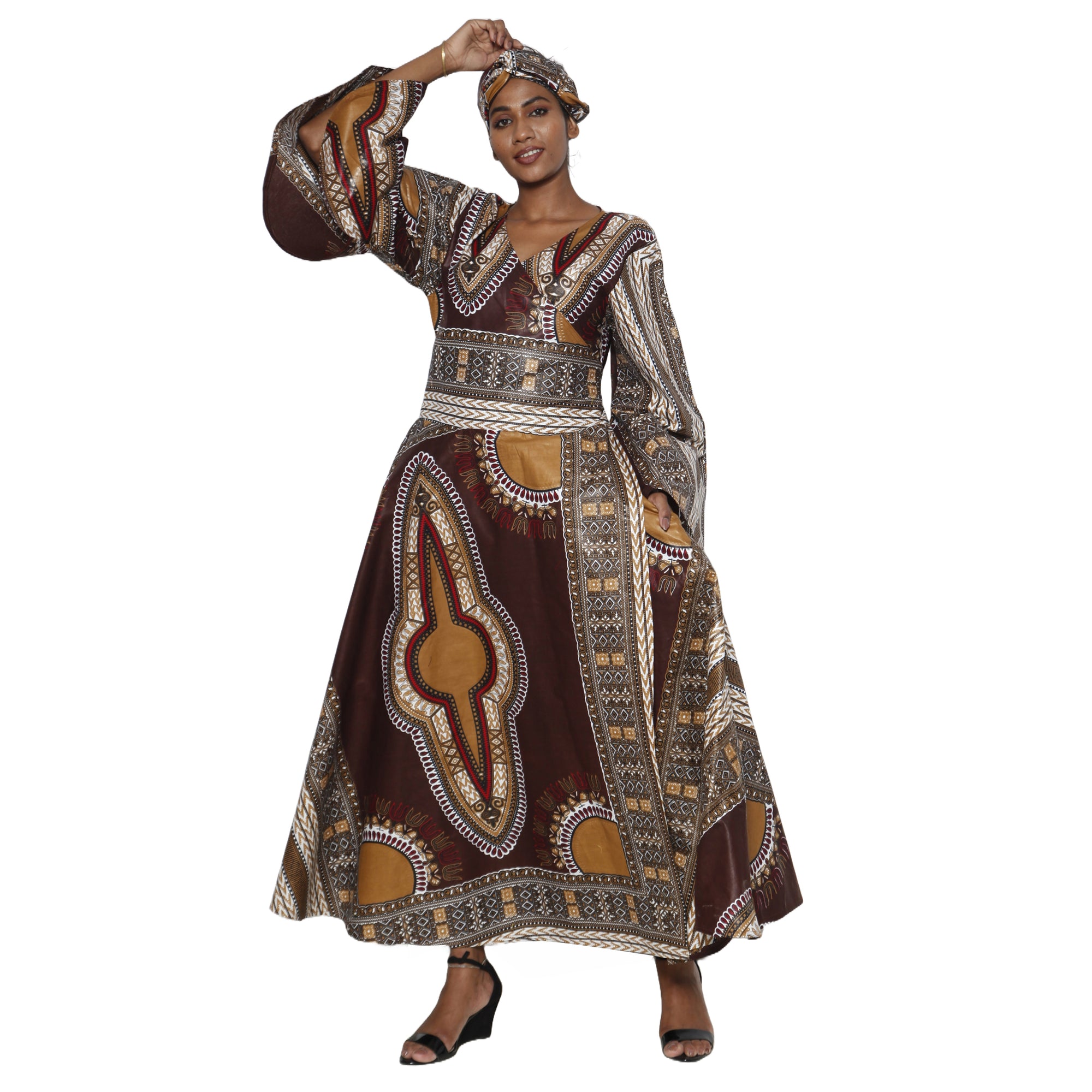 Dashiki Long Sleeve Maxi Wrap Dress for Women -- FI-D56D – African-Stars