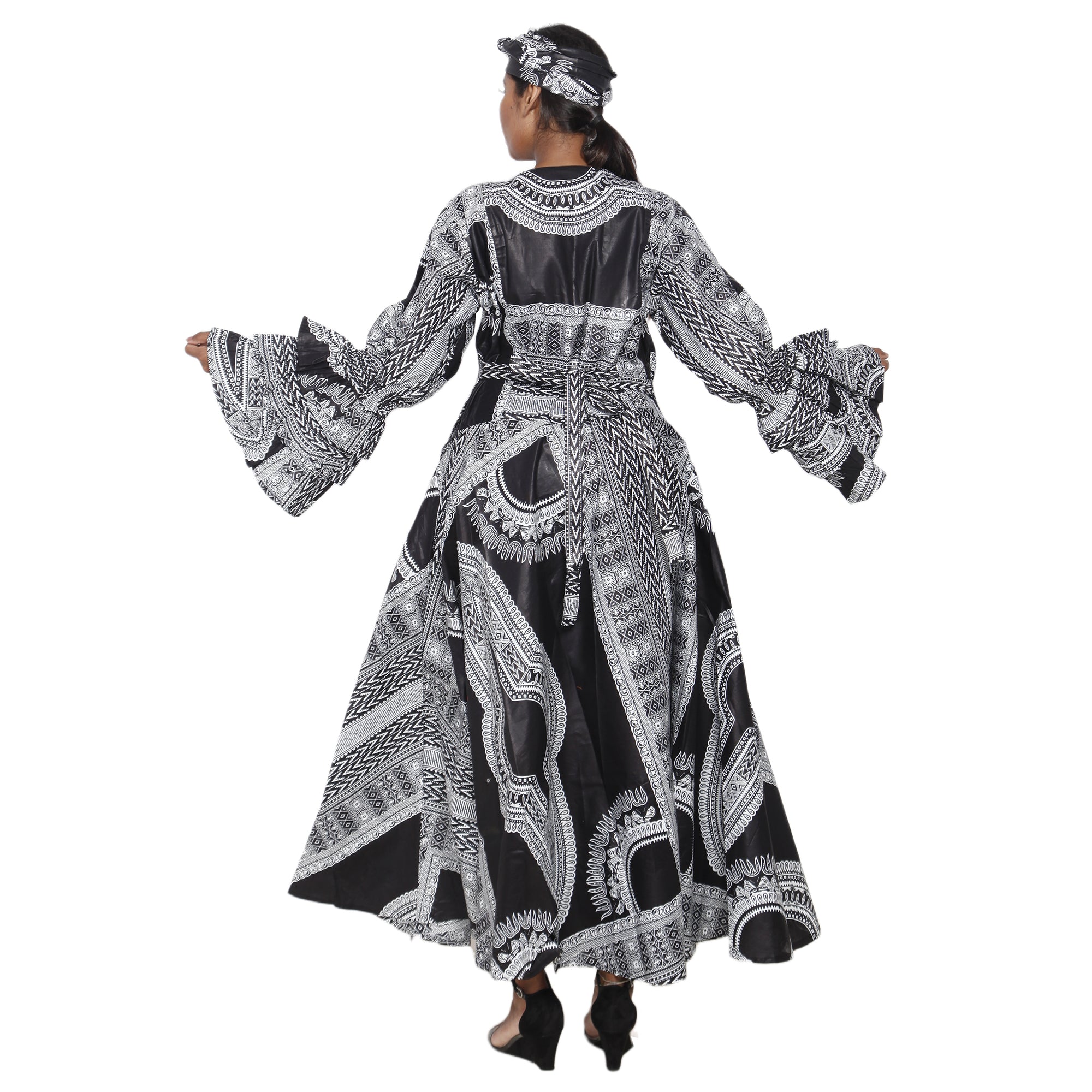 Women's Dashiki Ruffle Sleeve Maxi Wrap Dress - African Stars – African ...